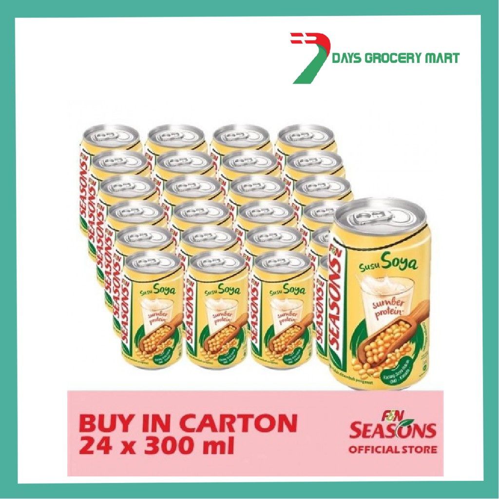 7DAYS: F&N Seasons Soya Bean 1 Carton (24 x 300ml)/Season Soya 1 Carton ...