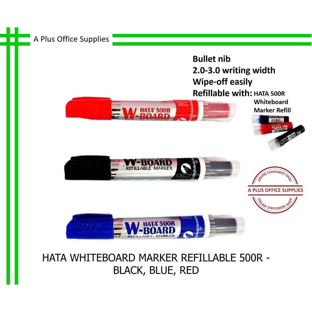 HATA Whiteboard Marker Refillable 500R / Pen Marker Papan Putih - Black ...