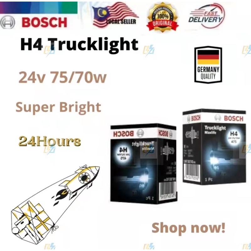 ORIGINAL Germany Halogen Bulb Lorry Headlight H1 H3 H4 75W Trucklight ...