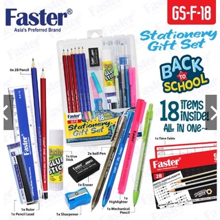 Faster Stationery Set Gift Set Back To School with 18 Items (150mm x ...