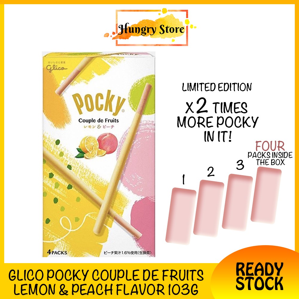 Glico Pocky Peach & Lemon 103g (Limited Edition) - ReadyStock / Made in ...