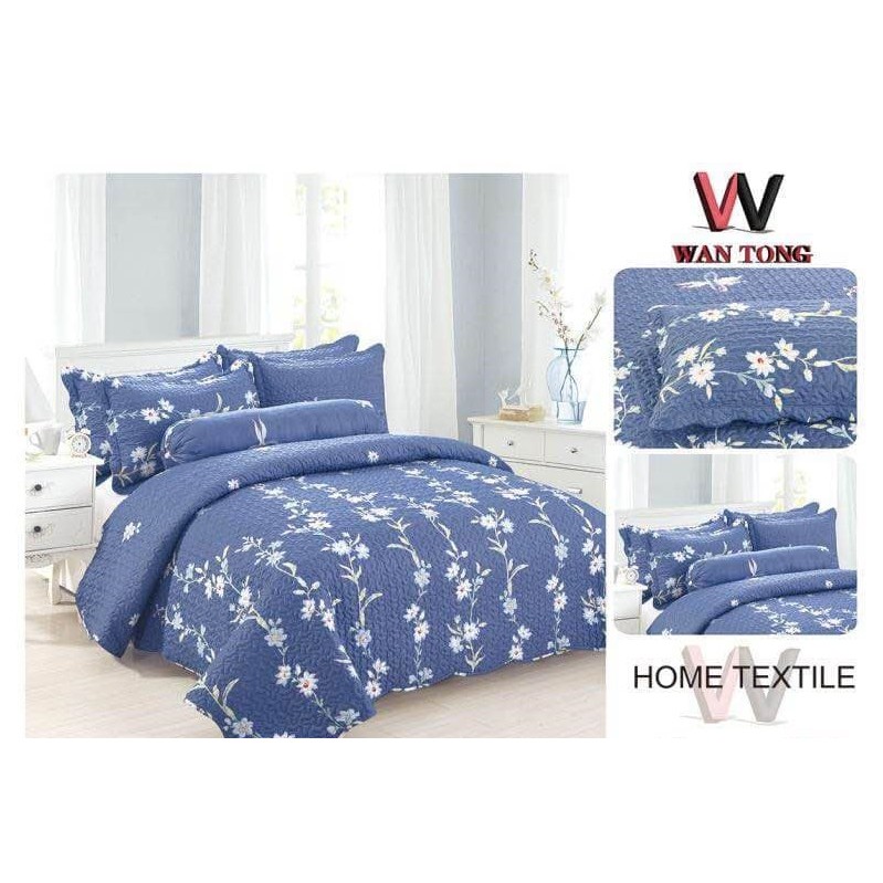 HIGH QUALITY CADAR PATCHWORK BIRU BUNGA SET SUPER SINGLE | Shopee Malaysia