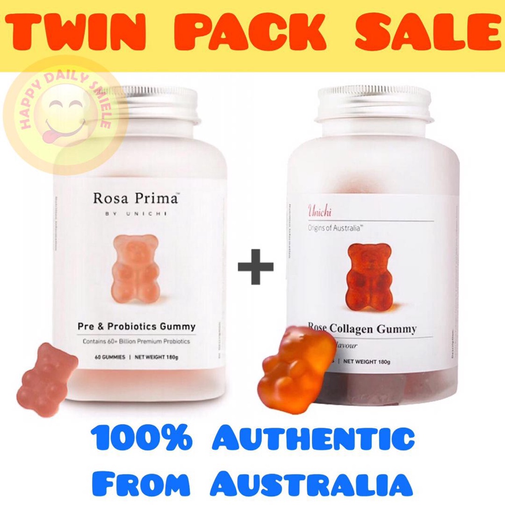 Unichi Rose Collagen Gummy Bear 60 Gummies + Unichi - Pre & Probiotics ...