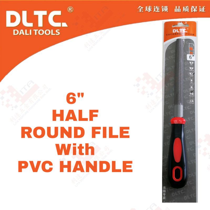 DLTC INDUSTRY TOOLS 6" HALF ROUND FILE WITH PVC HANDLE KIKIR BESI ...