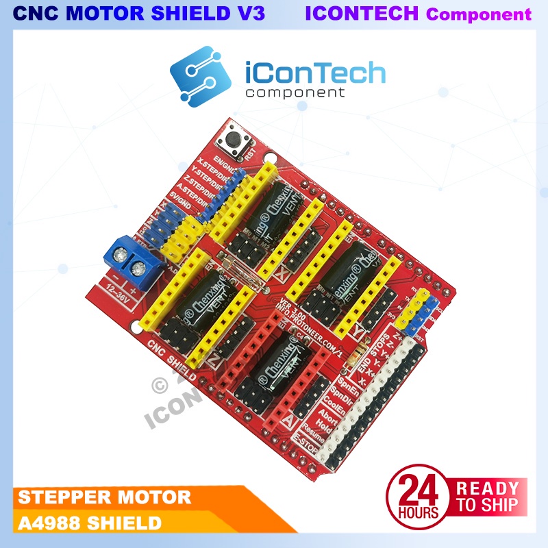 CNC Shield V3 A4988 3D Printer A4988 Stepper Driver Shield Arduino ...