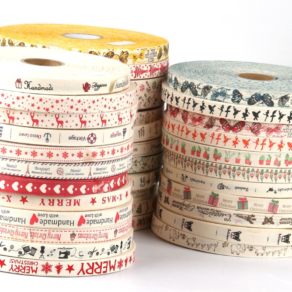 5 Yards/lot 15mm Cotton Ribbon Handmade Design Printed Cotton Ribbons ...