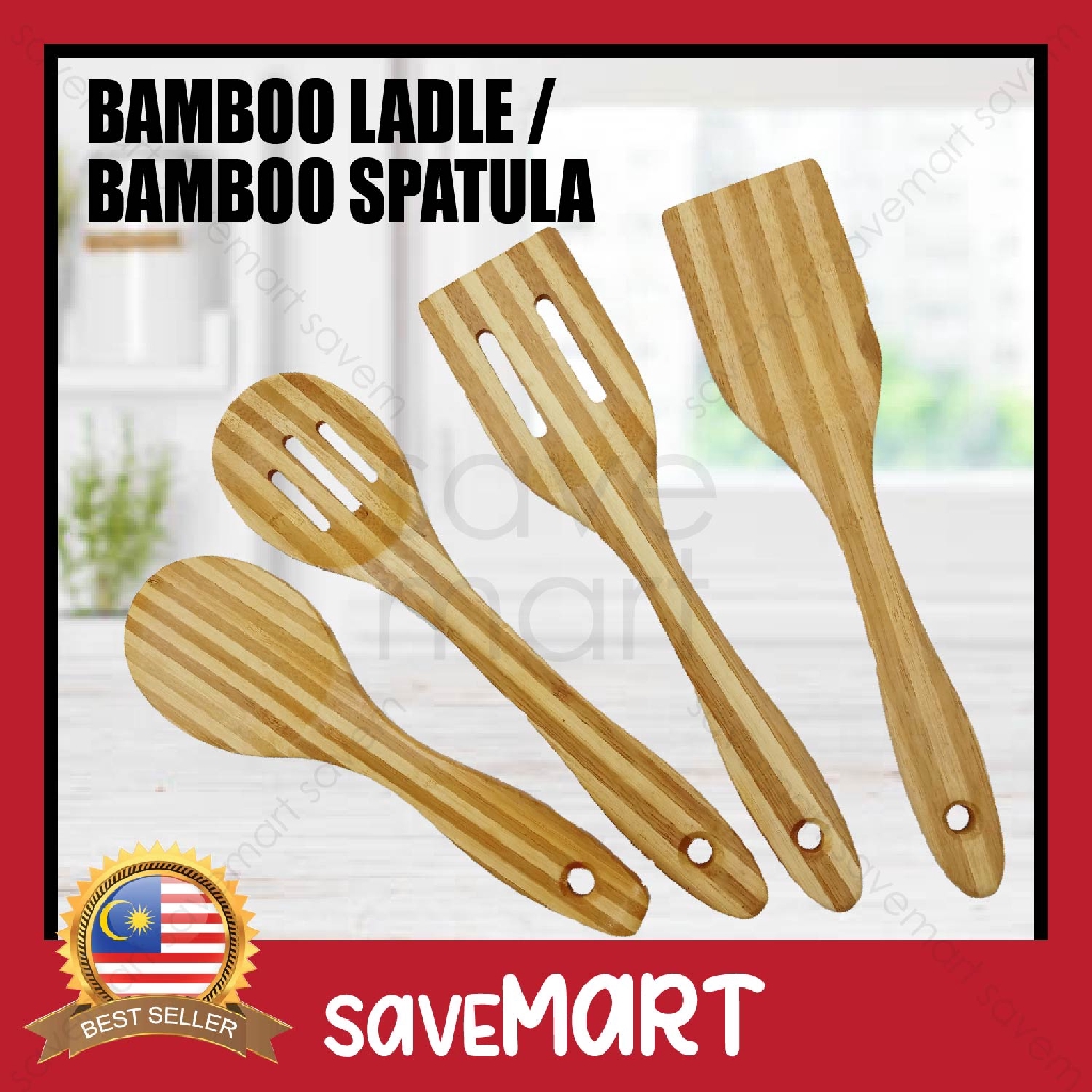 Bamboo Cooking Utensil Wooden Spoon Spatula Mixing Kitchen Tool Senduk ...