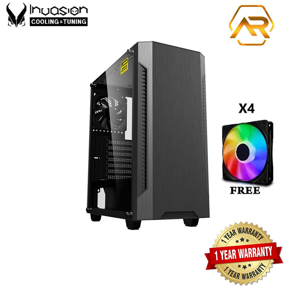Invasion c-360 atx tower gaming casing with 4x argb fan & line ...