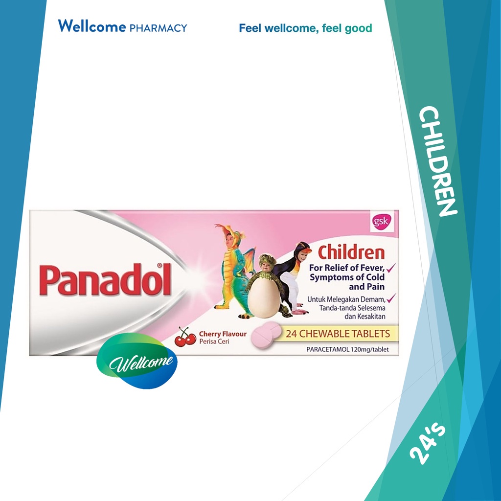 Panadol For Children Chewable Tablets - Cherry Flavour - 24's | Shopee ...