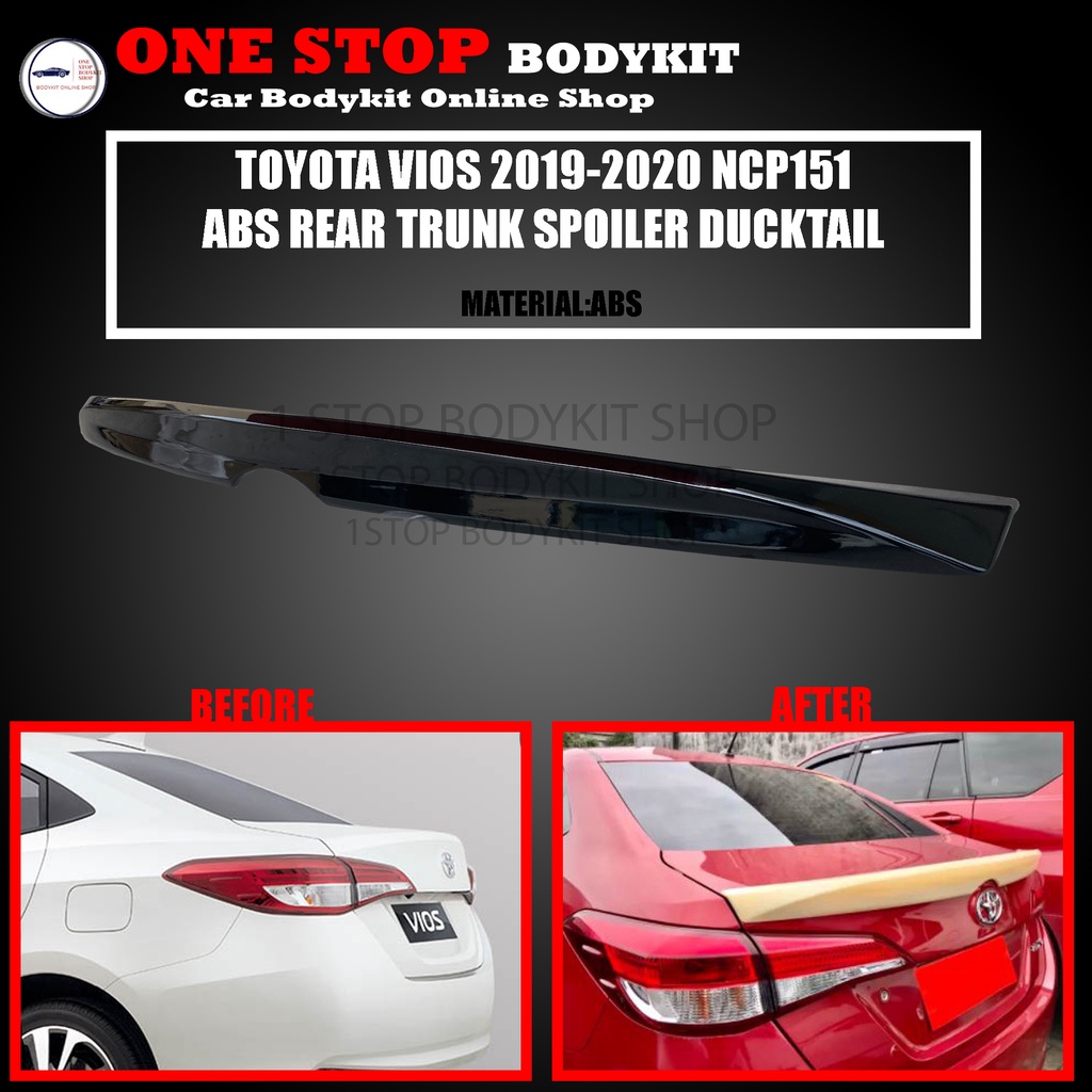 TOYOTA VIOS NCP151 2019-2020 ABS REAR TRUNK SPOILER DUCKTAIL ABS SKIRT LIP BODYKIT (BLACK ...