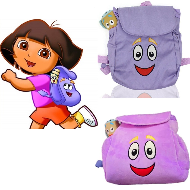 Dora the Explorer Nylon Backpack Preschool Bag & Map Plush Doll ...