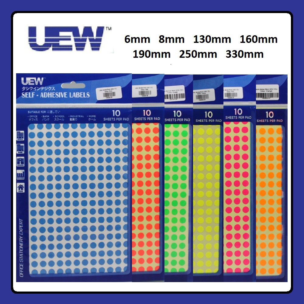 UEW Label Sticker/Self Adhesive Color Label Sticker/Assorted Sizes ...
