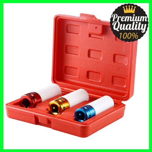 [PREMIUM] 3pcs Alloy Wheel Nut Socket with Protective Sleeves (Red ...