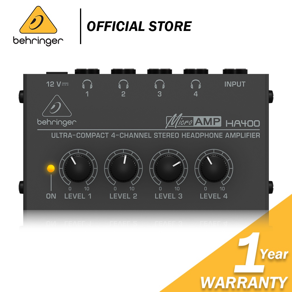 Behringer MicroAMP HA400 4-Channel Headphone Amplifier (HA-400 / HA 400 ...