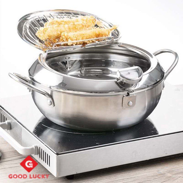 GL_Tempura Fryer Japanese Deep Fryer Cooker SUS 304 with Thermometer ...