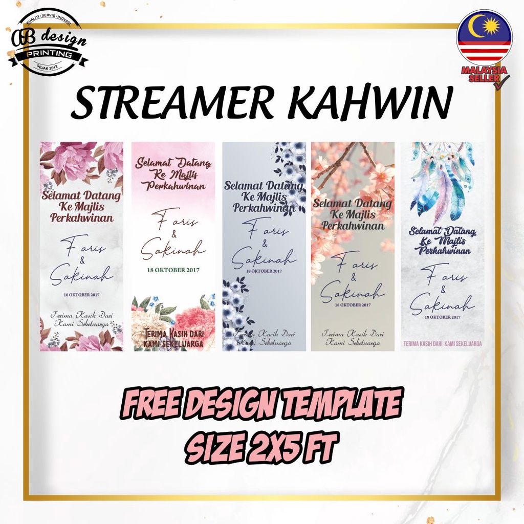 BUNTING KAHWIN/ STREAMER KAHWIN / BANNER KAHWIN READY DESIGN | Shopee ...