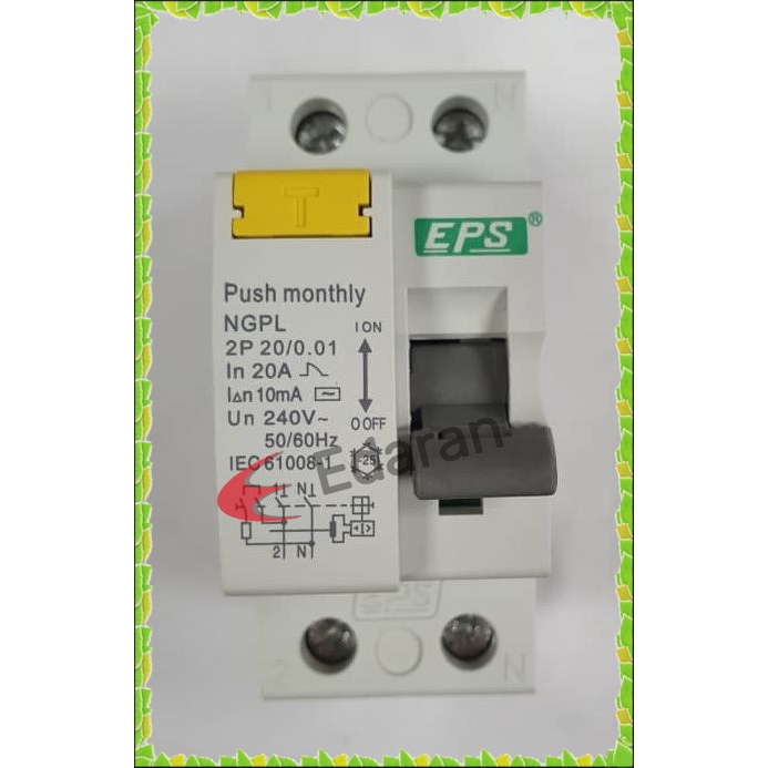 EPS 20A 2 POLE 10mA ELCB / RCCB (SIRIM Approve) | Shopee Malaysia