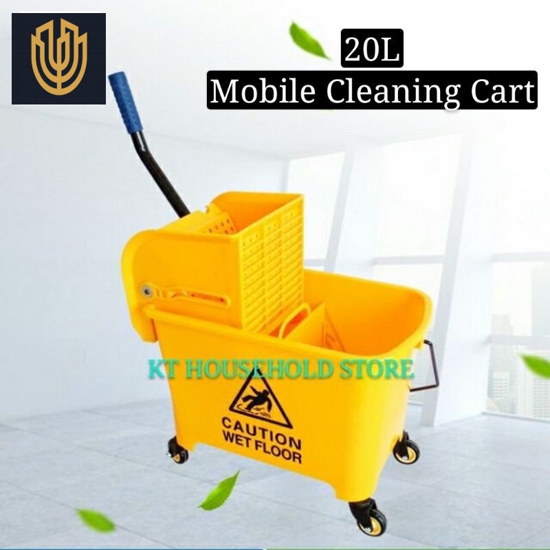 20L mop cart wringer mop pail with wheel mop bucket wheel baldi mop ...