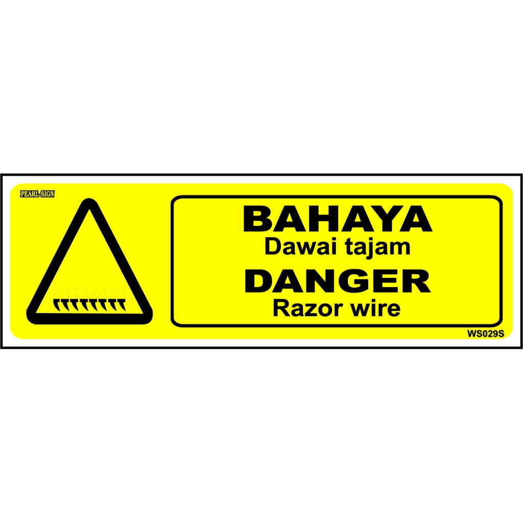 WARNING SAFETY SIGN "DANGER RAZOR WIRE" (100X300MM) 3PCS/PKT | Shopee ...