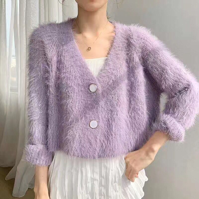 Womens Korean Fashion New Korean Loose Long Sleeved Knit Sweater