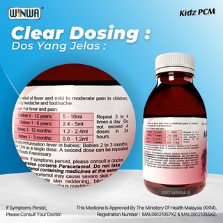 WINWA Kidz PCM Paracetamol Syrup For Fever, Pain, Sore Throat & Flu ...