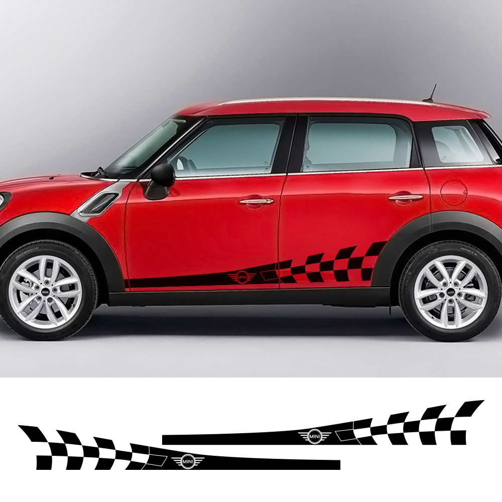 Car Door Side Skirt Stripe Stickers Body Checker Decal Sticker For MINI ...