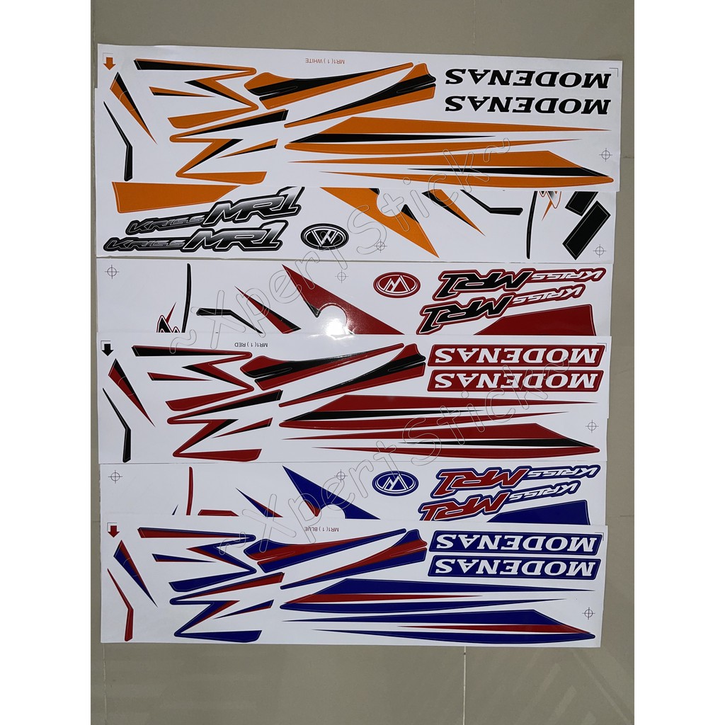 MODENAS KRISS MR1 (1) BODY STICKER BLUE / RED / WHITE | Shopee Malaysia