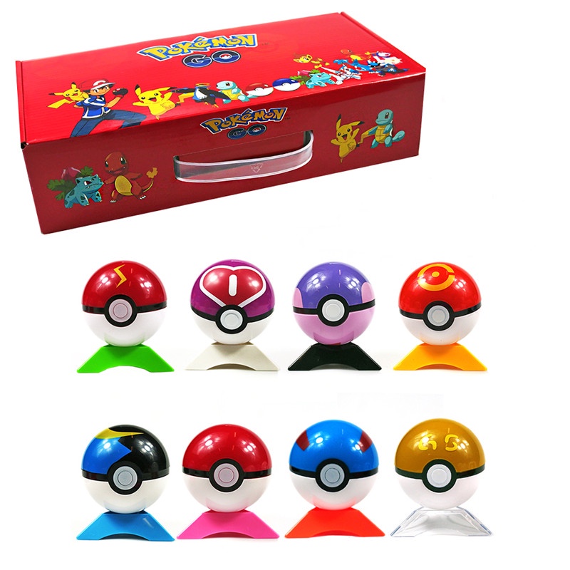 8Pcs/Set Pokemon Pokeball Toys PVC Monster Elf Ball Set Action Figure ...