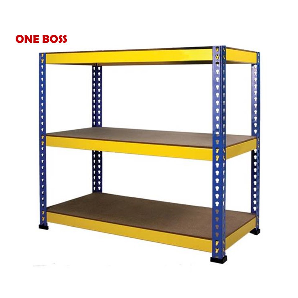 ONE BOSS 3 LEVELS YELLOW & BLUE BOLTLESS RACK HOME STORAGE WAREHOUSE ...