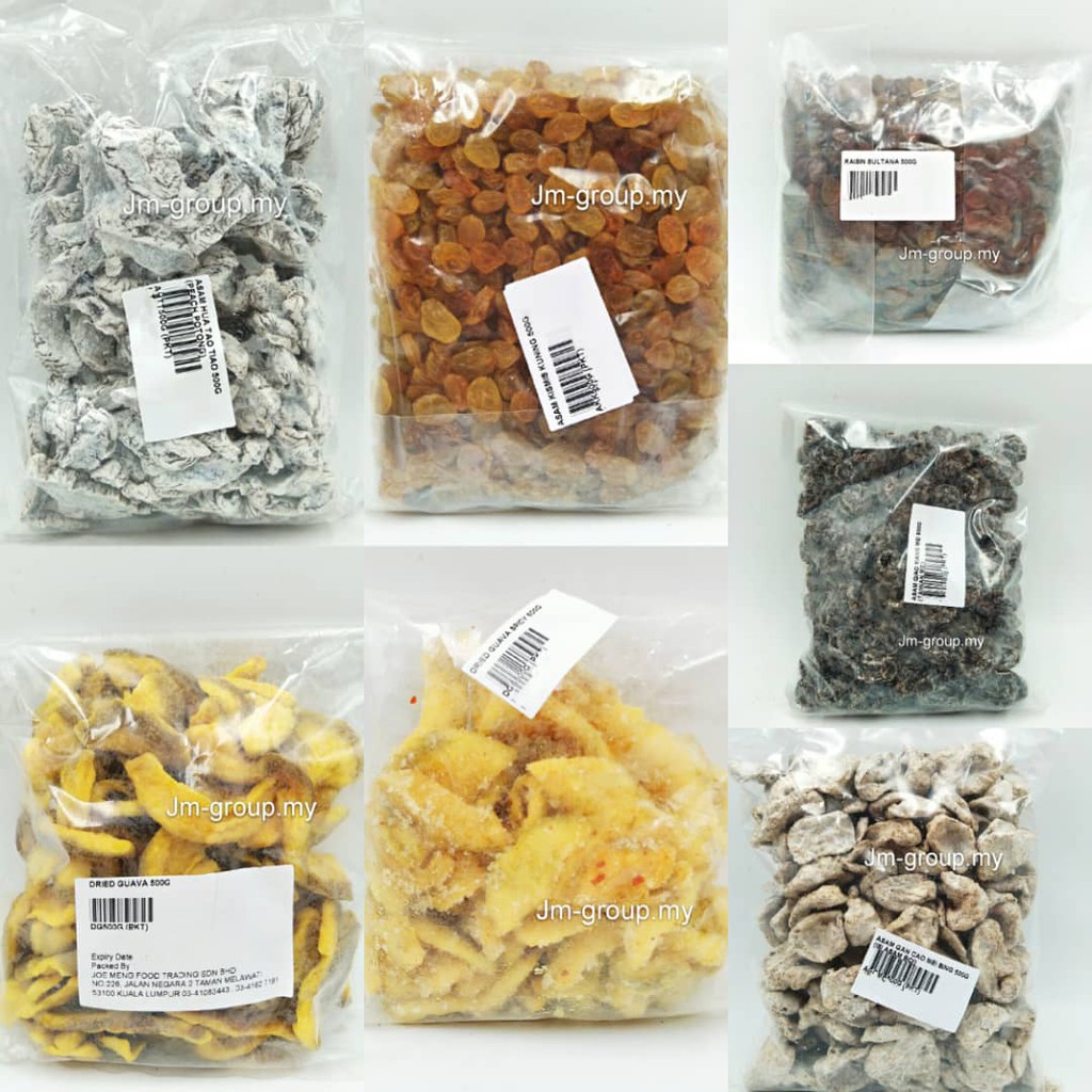 Dried Asam 500G Asam Peach Potong/ Taiwan Mei /Kismis Kuning /Guava ...
