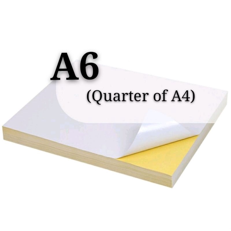 A6 Self Adhesive Label Sticker Paper Quarter A4 multi purpose use ...