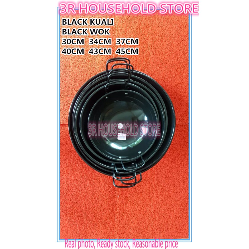 Double Handle Enamel Wok / Kuali Hitam / Kuali Besi (31cm - 45cm ...