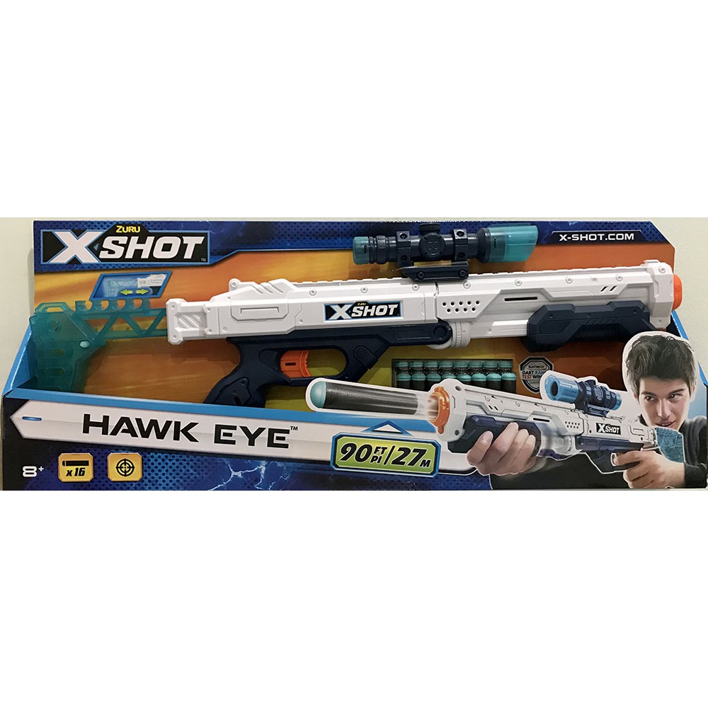 (ORIGINAL) ZURU X-SHOT HAWK EYE FOAM DART BLASTER (16 DARTS) | Shopee ...
