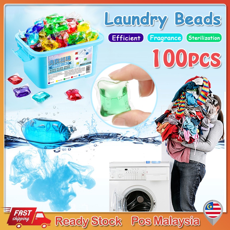 100pcs/box Laundry Capsule Detergent Laundry Gel Beads | Shopee Malaysia