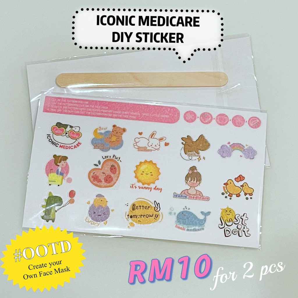 Iconic Customised DIY Mask Stickers (2 Pcs) | Shopee Malaysia