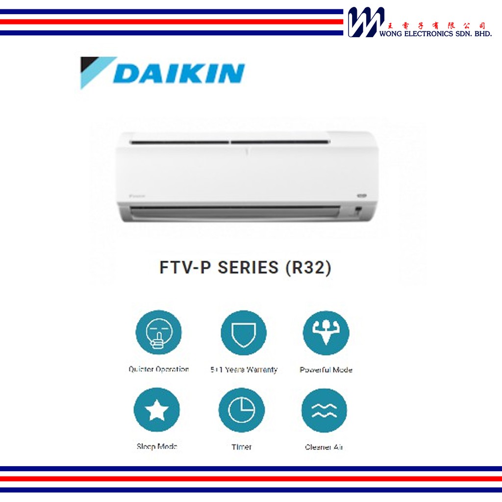 Daikin Aircond Non Inverter R32 1.5HP FTV35PB with Smart Control ...