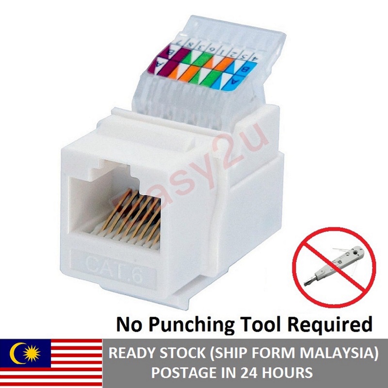 CAT5e/CAT6 RJ45 Keystone Jack Module Tool-Less No Punch Down Tool ...