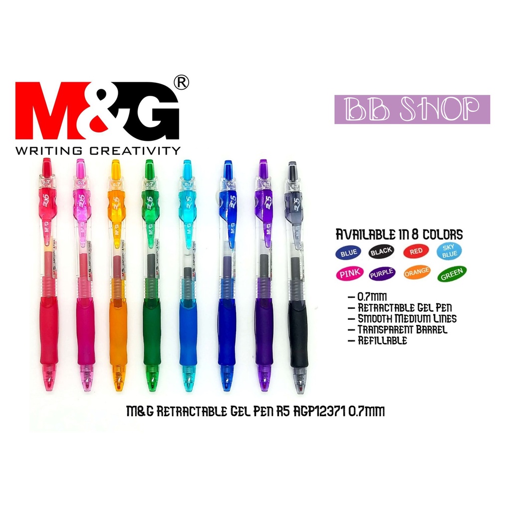 M&G Retractable Gel Pen R5 0.7mm 12pcs per box AGP12371 | Shopee Malaysia