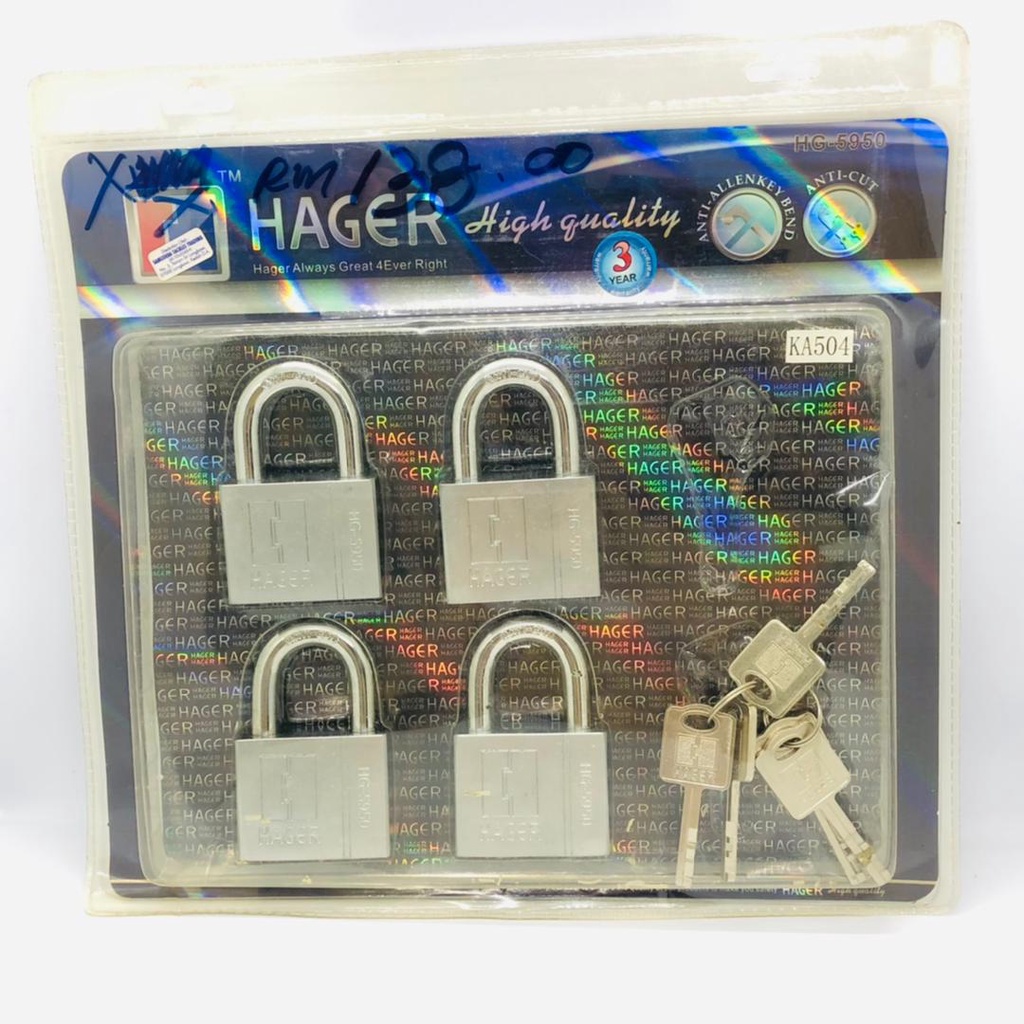 Hager Padlock Anti Cut Lock / Mangga Kunci 4 in 1 [100% Original ...