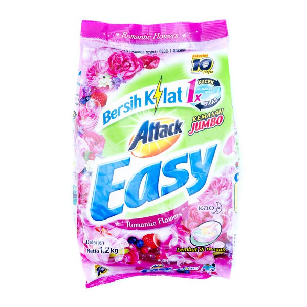 Attack Easy Detergent Romantic Flower - Detergent Powder Packaging Jumbo 1.2kg | ATTACK Easy ...