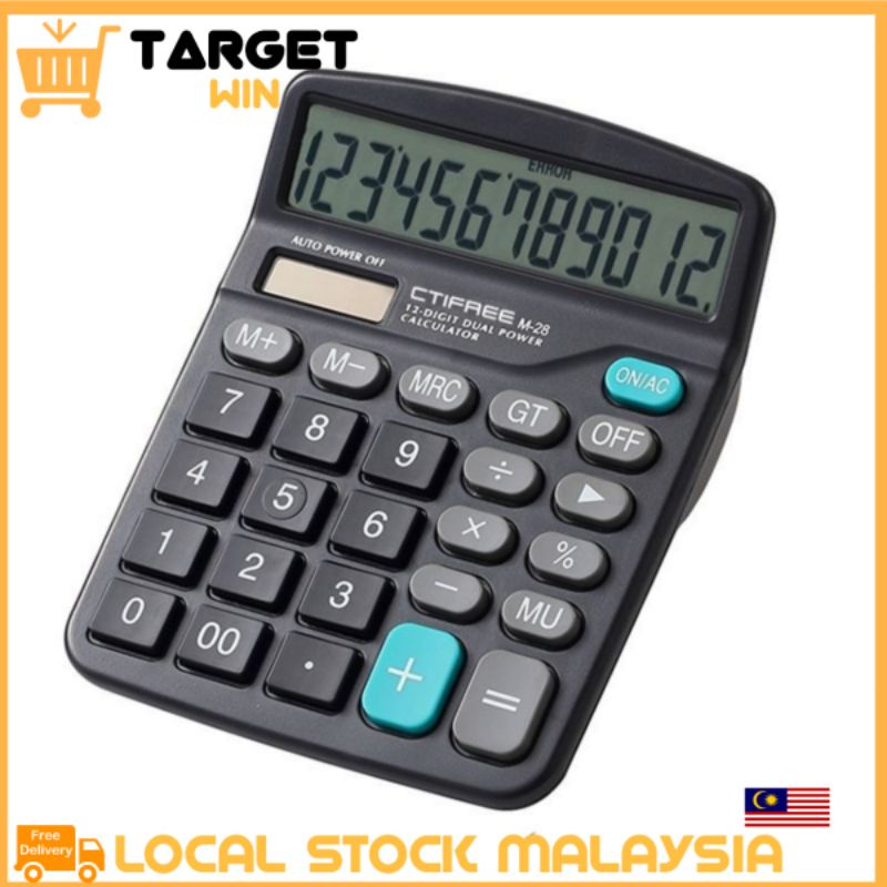 Calculator Dual Power Desktop 12-Digit Basic Calculator Berkualiti ...