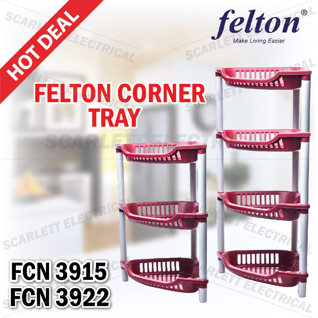 FELTON 3/4 Tier Corner Tray Kitchen Rack Shelf Accessories/Rak Sudut ...