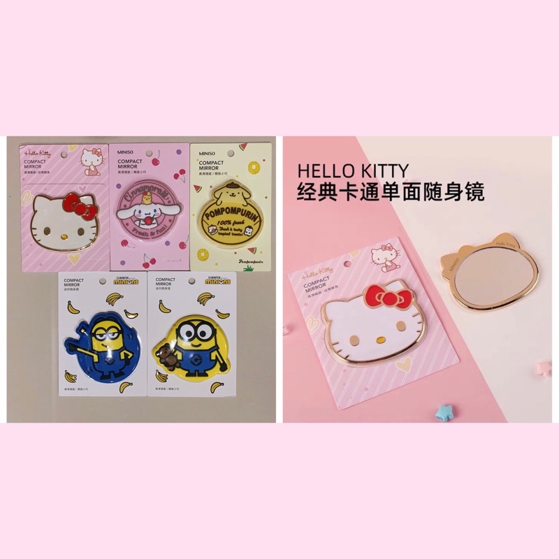 Miniso Hello Kitty / Minion / Cinnamoroll / Pompompurin Compact Mirror ...