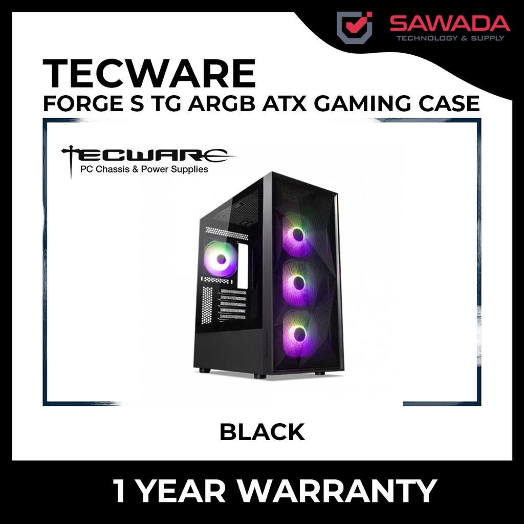 TECWARE FORGE S TG ARGB BLACK ATX GAMING CASE | Shopee Malaysia