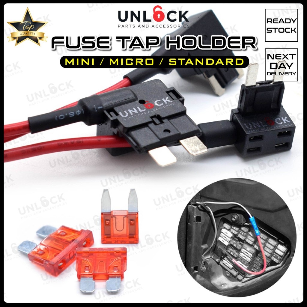 UNLOCK Mini Micro Standard Blade Fuse Tap adapter Holder Fius Tap Line ...