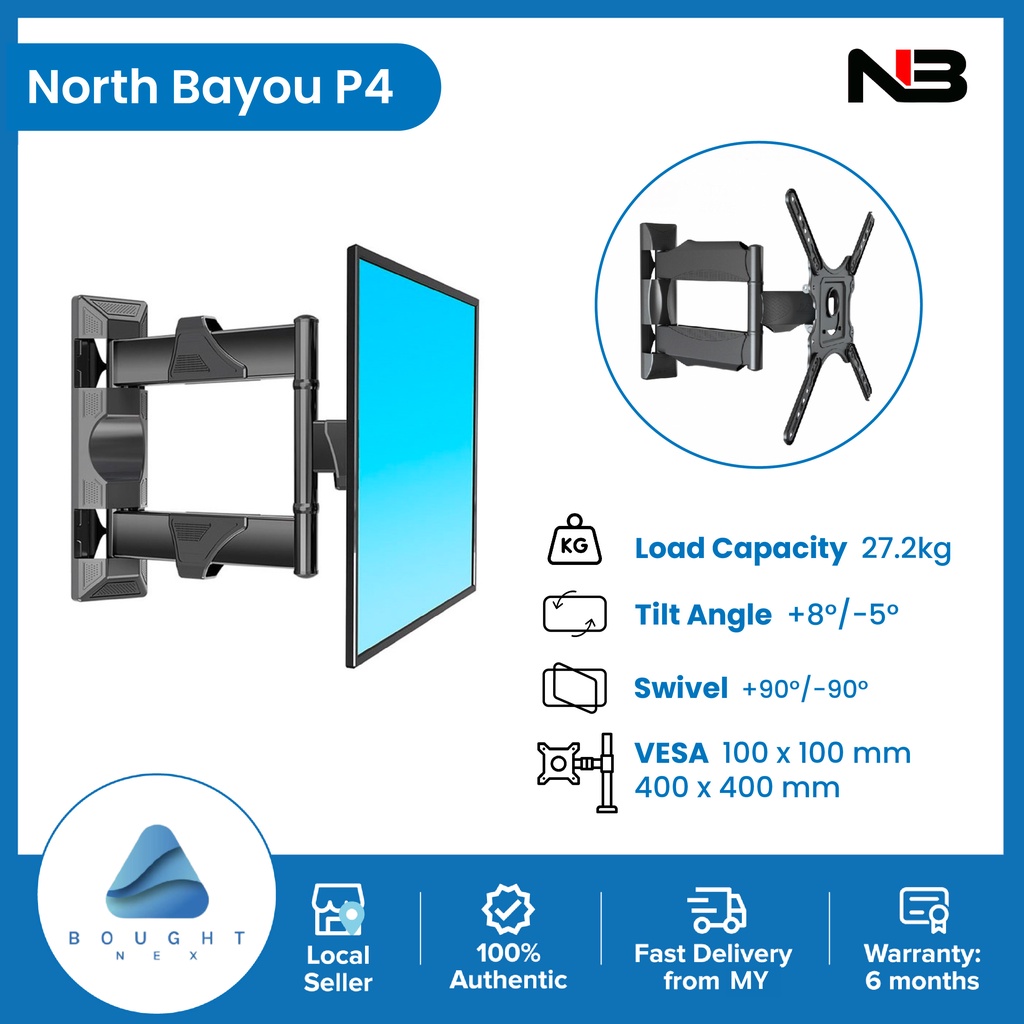 NB North Bayou P4 Full Motion Swivel Articulating TV Wall Mount Bracket ...