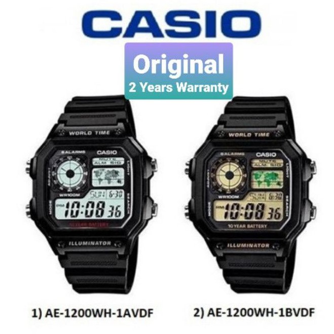 Original Casio AE-1200WH-1A AE-1200WH-1B Men Youth Standard Digital Sport AE-1200WH AE-1200 ...