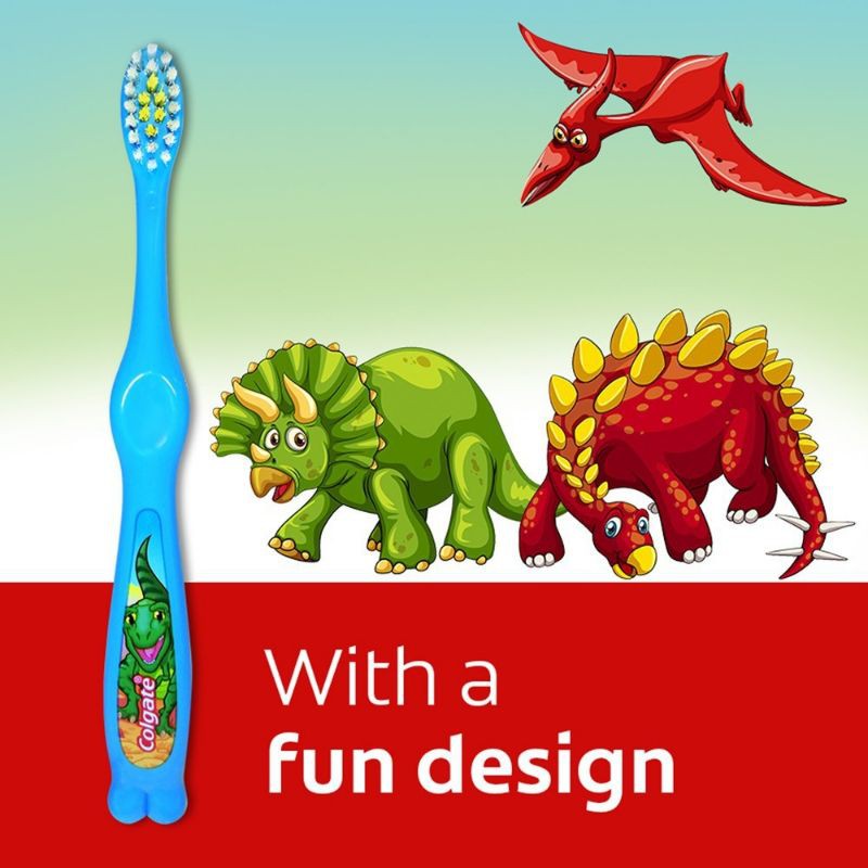Colgate Kids Dinosaur Toothbrush 2-5 Years (Extra Soft) Blue/Green ...