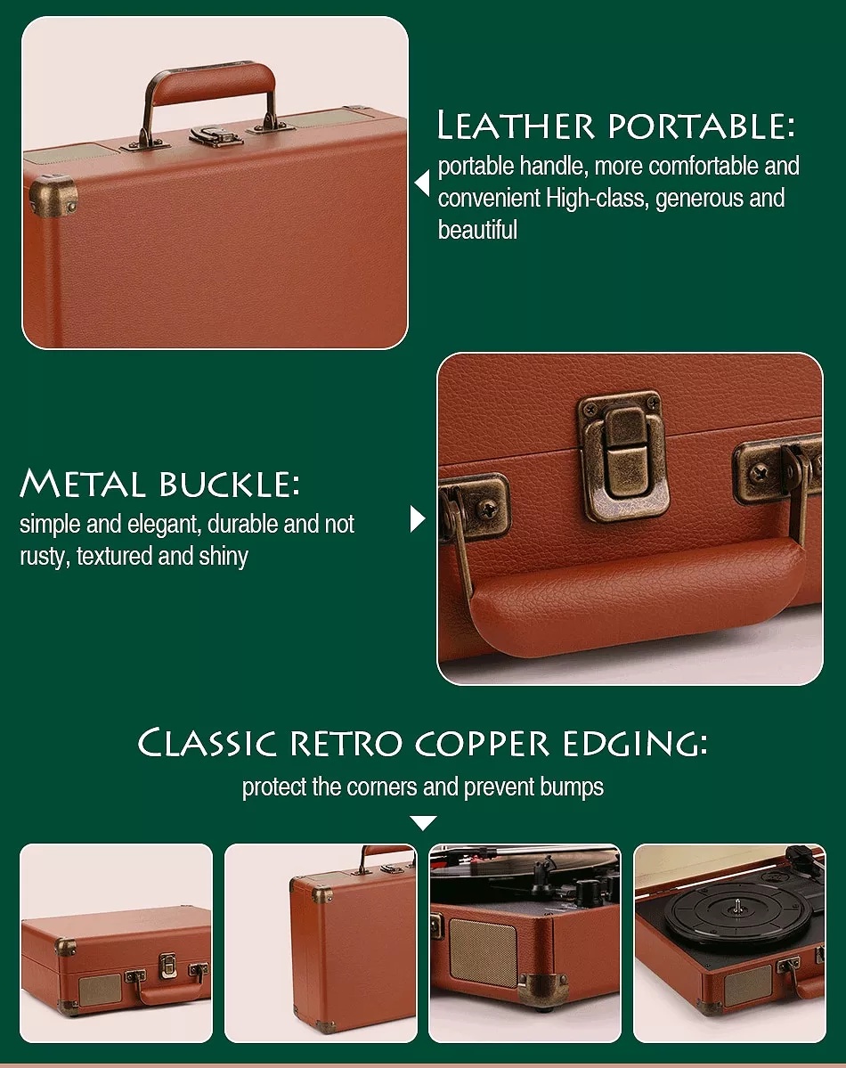 Luxury portable luggage vinyl record player with bluetooth speaker ...