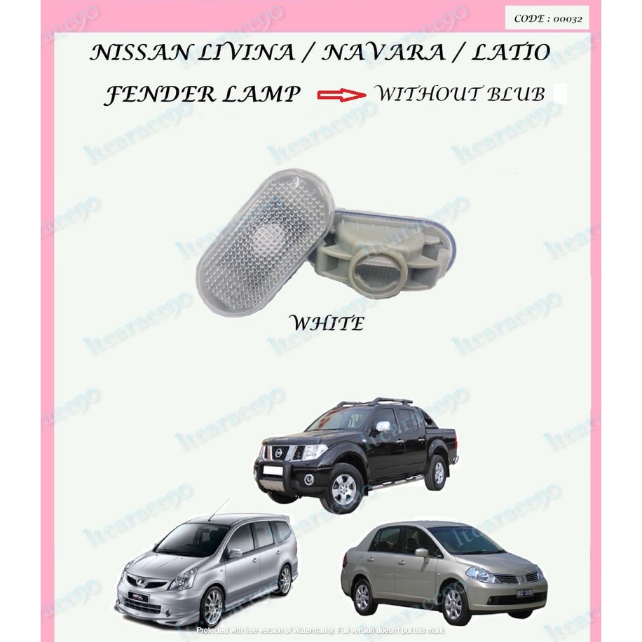 Nissan Livina Navara Latio Side Signal Lamp Fender Lamp -White (1pcs ...